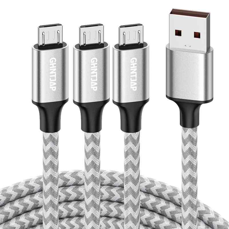 GHNTJAP マイクロ USB ケーブル 1M 【3本セット】 Micro USB ケーブル QC3.0急速充電 データ転送 アンドロイド充電ケーブル Androidスマホ対応 高耐久ナイロン✅【2.4A急速充電】Aオス型とマイクロB型コ...