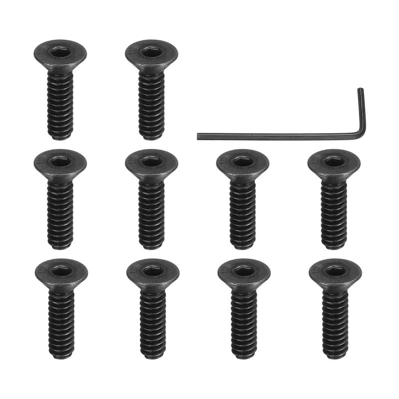 PATIKIL 10本 六角穴付き皿ボルト 6#-32 UNC × 1/2" 全ネジ 炭素鋼 六角レンチ付き 皿キャップ 産業機械 家庭用 ブラック【仕様】ねじ山数：32 TPI 粗目 UNC；ねじ径：6#-32；全長：1/2&q...