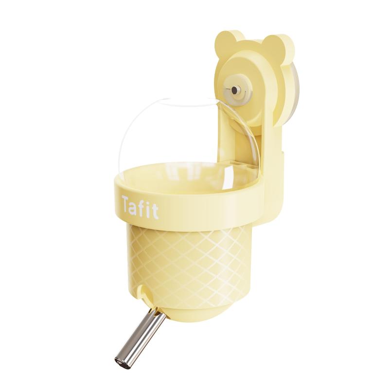 Tafit ハムスター 給水器 ペット 水飲み ボトル 水漏れ防止 壁取り付け式 自動給水器 吸盤付 シリアハムスター ピグミーハムスター ハリネズミ 小動物用 110ml 黄色小動物用ウォーターボトル：壁掛け兼用ウォーターボトルは、ワイヤ...
