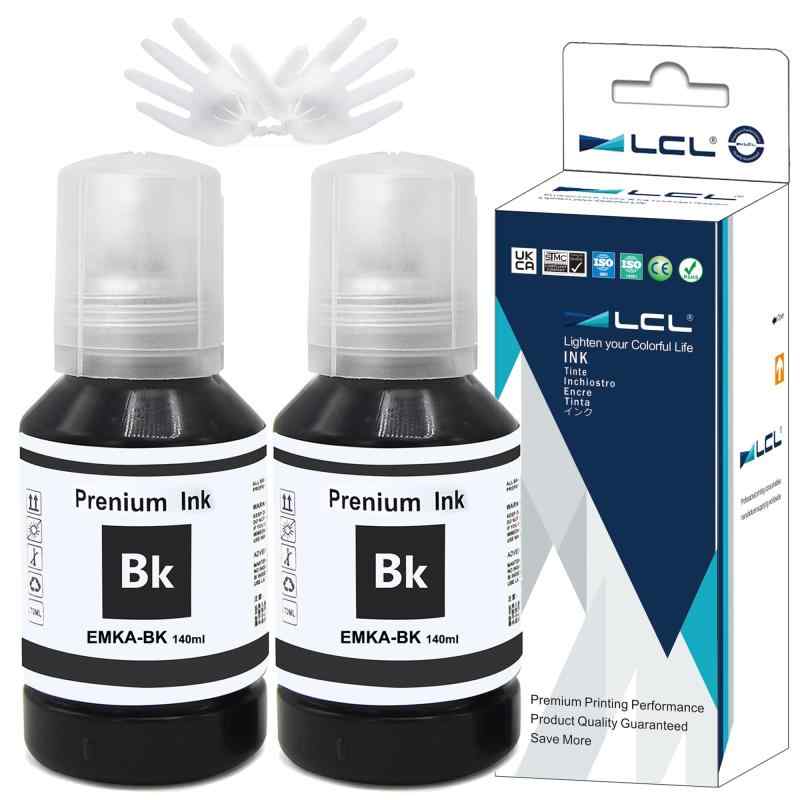 LCL エプソン用 MKA-BK マラカス (2パック ブラック 顔料 140ML) 互換インクボトル 対応機種：EW-M770T EW-M770TE EW-M770TW EW-M770TW1 EW-M970A3T EW-M970A3TE【...