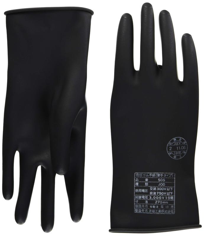 渡部工業(Watabe Kogyo) ワタベ 低圧ゴム手袋(薄手タイプ)直流750V以下 505入数:1双サイズ:フリー