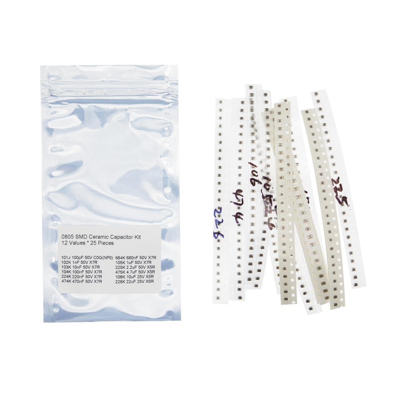 12 値* 25 個 0805 SMD 陶磁器 コンデンサー キット 100pF 1nF 10nF 100nF 220nF 470nF 680nF 1uF 2.2uF 4.7uF 10uF 22uFSMDセラミックコンデンサパッケージ: 0...