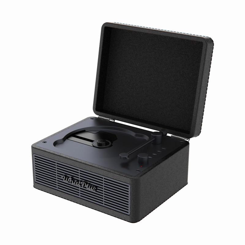 WhatPlus CDプレーヤー Bluetooth対応 スピーカー内蔵 2000mAhバッテリー搭載 デスクトップ用 イヤホン/AUX-IN/TFカード対応 ブラック【多機能CDプレーヤー】 CDディスクの再生はもちろん、AUX入力・ヘッ...