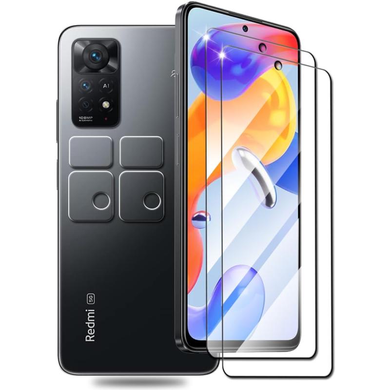 Xiaomi Redmi Note 11 Pro フィルム+ Redmi Note 11 Pro カメラフィルム【旭硝子製】レドミノート 11 Pro 5G 指紋対応 硬度9H 耐衝撃 スクラッチ防止 自動吸着 露出オーバー防止 気泡ゼロ ...