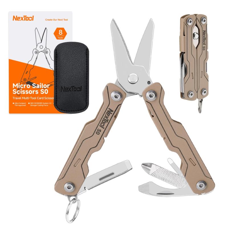 NexTool マルチツール ミニセーラー ハサミ S0、8-in-1 超軽量キーホルダー型 EDC マルチツール｜ワイヤーカッター・ピンセット付き｜キャンプ・登山・DIY・日常生活に最適｜男性女性へのギフEDC用8-IN-1コンパクトマル...