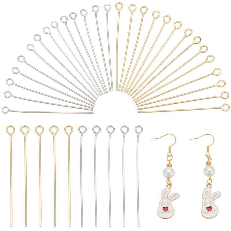 PH PandaHall 約160本入 2色 9ピン qピン 304ステンレス製 アクセサリーパーツ DIY用 ジュエリー用 ハンドメイド 手芸 手作り パーツ 材料 素材✿サイズ：アイピン：40mm、穴：2mm、ピン：0.7mm、80個/...