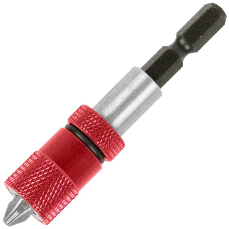 SK11(エスケー11) ビスキャッチ&amp;アジャスタービット 75mm SBCA-75用途:ビスを落とさないように保持し、ビスが材料と面一になるように調整全長:75mm先端ビット片頭:25mm軸径:6.35mm六角軸材質:特殊鋼