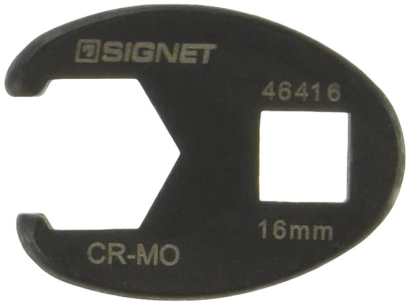 SIGNET(シグネット) 3/8ドライブ クローフットレンチ 16MM 46416●サイズ(mm)：16●差込角（”SQ）：3/8●幅(mm)：33●全長(mm)：44●厚み(mm)：10●ブレーキ周りの整備に最適。