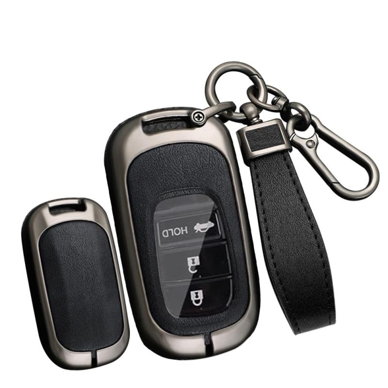[TECART] ホンダ専用 リモコン キーケース キーホルダー キーリング キーケース キーバッグ キーチェーン Honda Accord シビック などに適応 本革 キーカバー スマート キーケース 3ボタン ブラ【適応車種】Honda...
