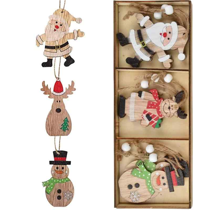 クリスマスツリーオーナメント クリスマスオーナメント デコレーション 飾り付け ギフトタグ 木製 サンタクロース トナカイ 雪だるま クリスマスツリー クリスマスツリー飾り チャーム パ