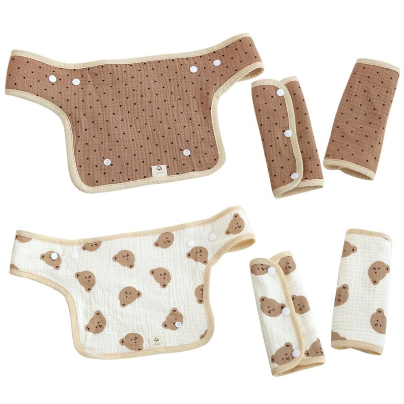 抱っこ紐よだれカバー 胸当てよだれパッド 6枚セット 綿ガーゼ ベビー 赤ちゃん 肩紐カバー サッキングパッド おでかけ お出産祝い