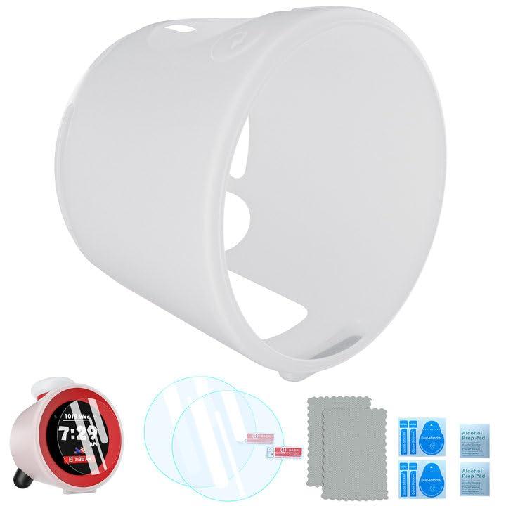 For Nintendo Alarmo (ニンテンドーサウンドクロック アラーモ) 対応 保護ケース＆Switch 保護フィルム2枚セット シリコン製 全面保護 超薄設計 軽量仕様 9H硬度 指紋防止 気泡ゼロ 飛散防止 撥水コ【完全対応設...