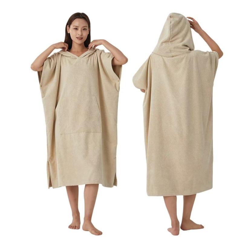WULFUL お着替えポンチョ サーフポンチョ メンズ レディース タオル サーフィンポンチョ サウナポンチョ 着替えタオル サウナポンチョ 速乾吸水 防寒 ポケット付き お風呂上がり 男女兼用 大