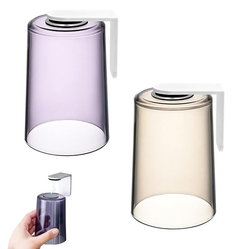 歯磨きコップ 浮かせる 洗面所 コップ 2個セット マグネット カビ防止 超軽量 水切り おしゃれ 歯ブラシ 浴室/洗面所 収納用 浮かせるコップ マグネット コップ 歯磨きコップホルダー うが【省スペースで整理整頓】磁石吸着式デザインを採...