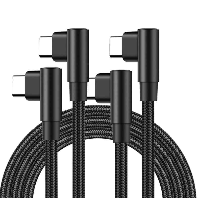 USB Type C ケーブル L字型 【2本セット】 60W/3A 急速充電 /USB2.0規格/ PD対応 高耐久ナイロン編み Mac Book/Galaxy/Google/Switchなどタイプc多機種対応 (1M+0.5M)✅【革新...