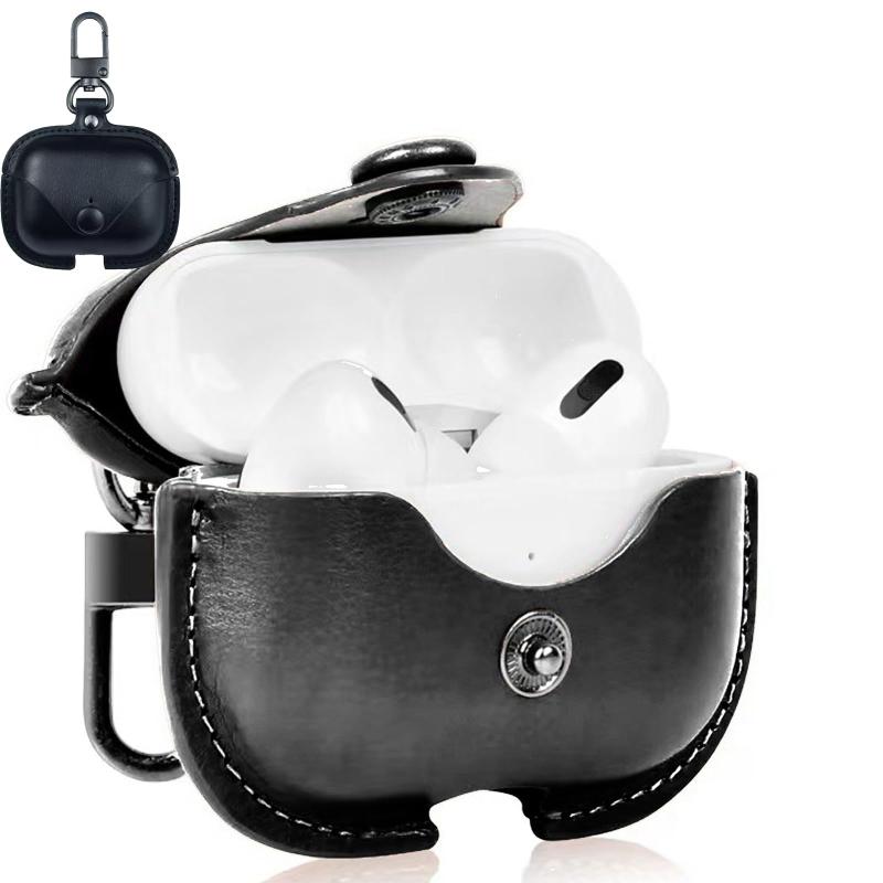 UIUIKA For AirPods Pro 3 用 ケース(2025年9月発売専用)エアーポッズプロ3 ケース PU革 レザー 落下防止 耐衝撃 LEDライト可視 持ち運びに便利(ブラック)【対応機種】AirPods Pro(2025年9...