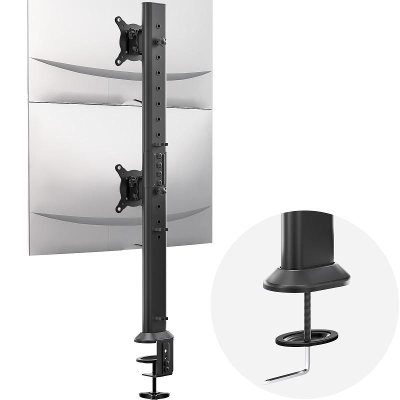Dual Monitor Articulating Desk Mount Arm Stand - Vertical Stack Screen Supports Two 13 to 34 Inch Computer Monitors with...