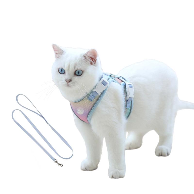 MayChanメイチャン 負担軽減犬用ハーネス 犬用胴輪 ドッグ ペット用品 ハーネスリード 訓練 高級なナイロン素材 夢幻な色 小型犬、子猫に向け 通気性 安全性 快適性がよい 調節可能 3つバッ