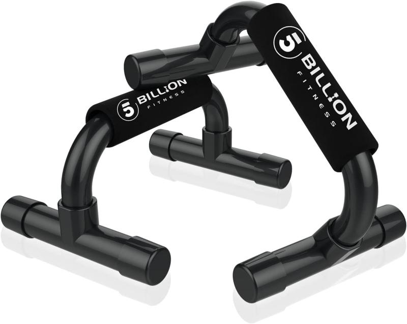 (Black) - 5BILLION Push Up Bars - Workout For Home Gym &amp; Fitness - Great for Your Muscle Ups, Pull Ups &amp; Suspens...