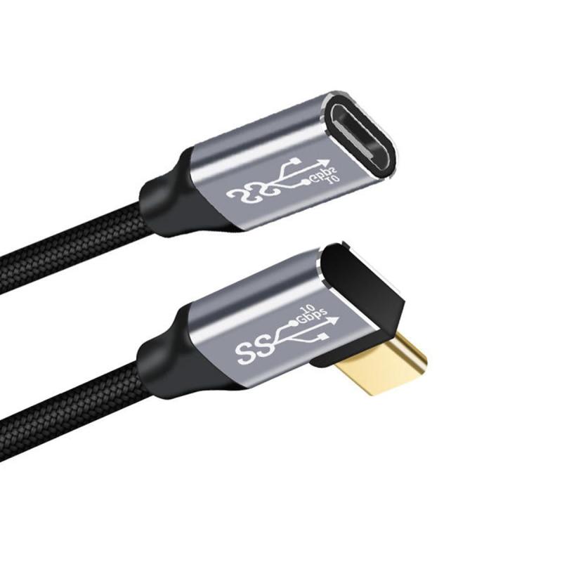 cablecc 左 右 角度 USB-C USB 3.1 Type C オス-メス 延長データケーブル 10Gbps 100W スリーブ付き ノートパソコン用 100cm10Gbpsのデータと100Wの電力をサポート。スリーブ付き。リバーシ...