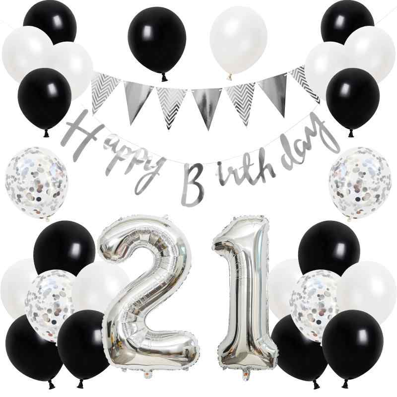 誕生日 バルーン 風船セット 飾り付け 21歳 happy birthday ガーランド バースデー 飾り ハッピーバースデー 大きい数字 紙吹雪風船 パーティー プレゼント サプライズ 大人 男の子 女の子 ブラ21歳の誕生日のお祝いに大...