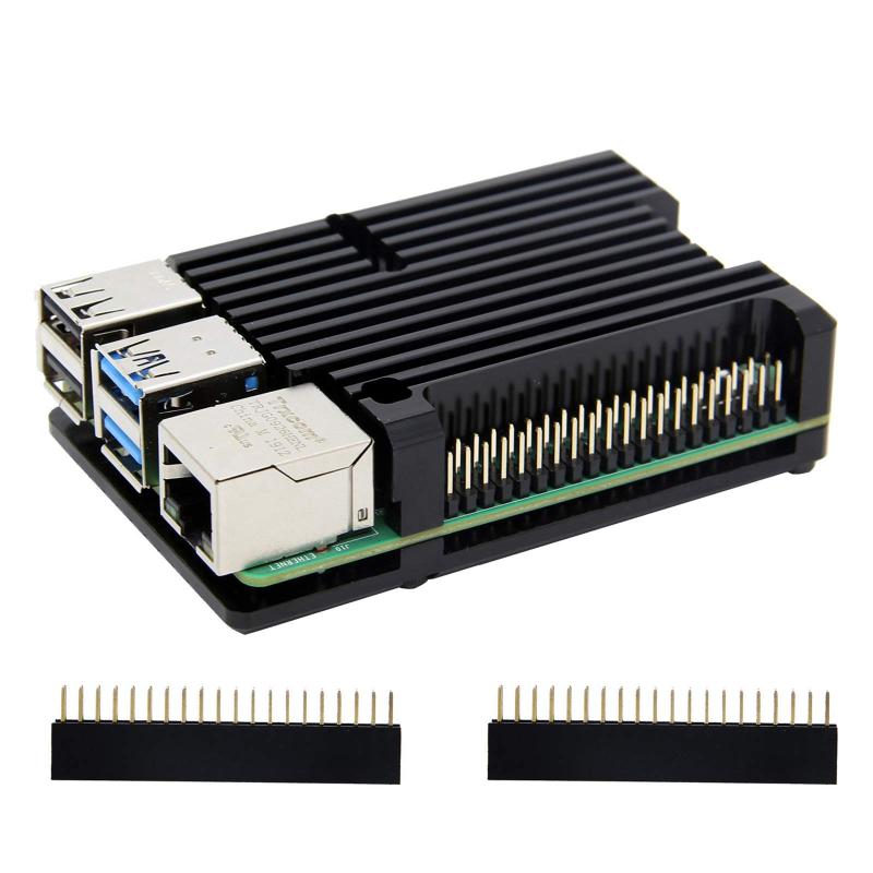 Geekworm Raspberry Pi 4 アーマーケース - ブラック/シルバー/グレー。