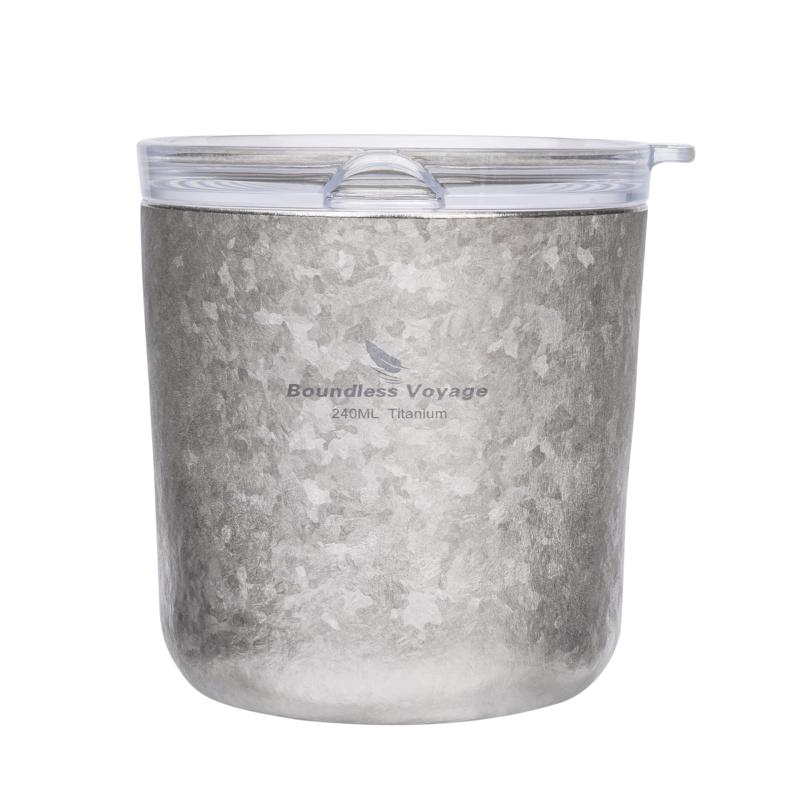 Boundless Voyage チタンダブルウォールマグ タンブラー 蓋付き 240ml コーヒーカップ コップ 軽量 二重構造 耐熱 マグカップ アウトドア キャンプ用品 Ti3238D材質：（本体）チタン、Tritan、食品グレードシ...