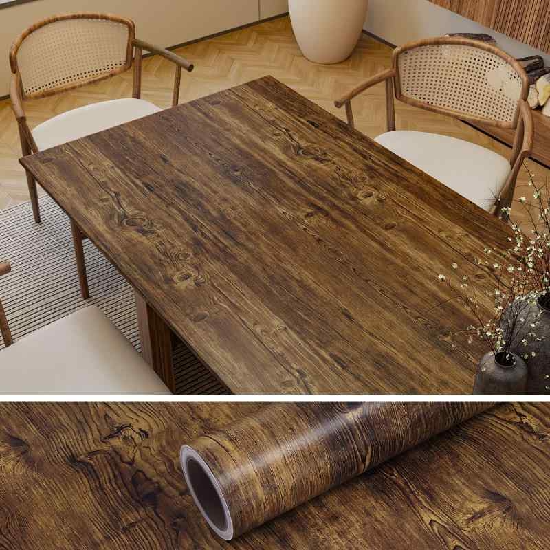VEELIKE 壁紙シール 木目シート リメイクシート 木目調 ブラウン 40cmx900cm 極厚手 カッティングシート 壁補修 リフォーム✪【サイズと素材】：幅は40cmx長さ900cm，圧倒的な厚み：0.36mm色： ブラウン、木目調...
