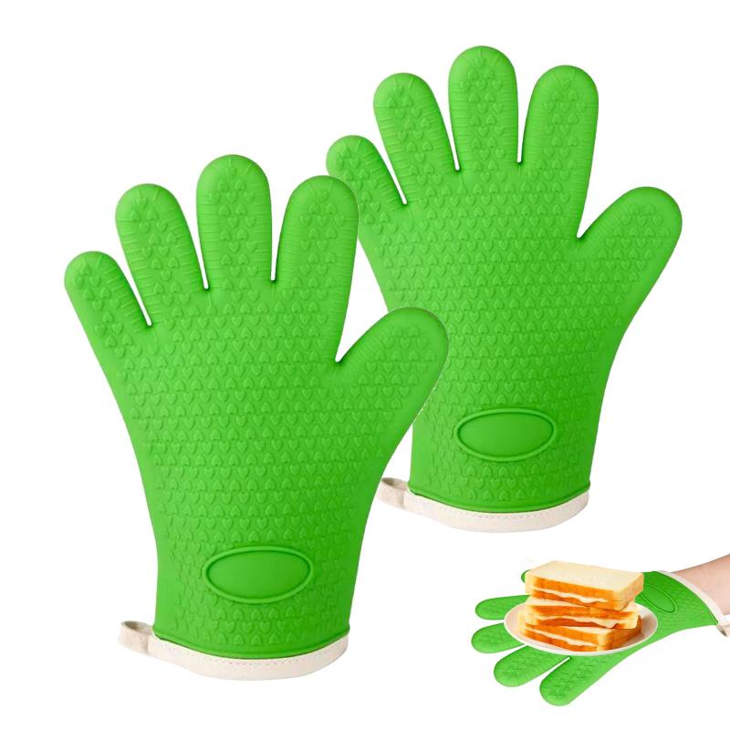 オーブンミトン 耐熱オーブンミトン シリコンミトン 耐熱手袋 ミトン耐熱グローブ 2個セット シリコン製 5本指 防水 滑り止め やけど防止 耐熱温度300℃ 汚れが目立たず 耐久性 オーブンレ【仕様】サイズ：約28*20cm。重量：約14...