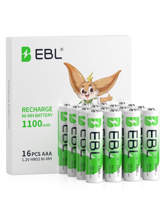 EBL 単4電池 充電式 16個パック 単四電池 ニッケル水素 高容量1100mAh 単4充電池 約1200回使用可能 ケース付き 単四充電池…高容量 単4電池 充電式 - もう電池の耐久性について心配する必要はありません。EBL 1200...