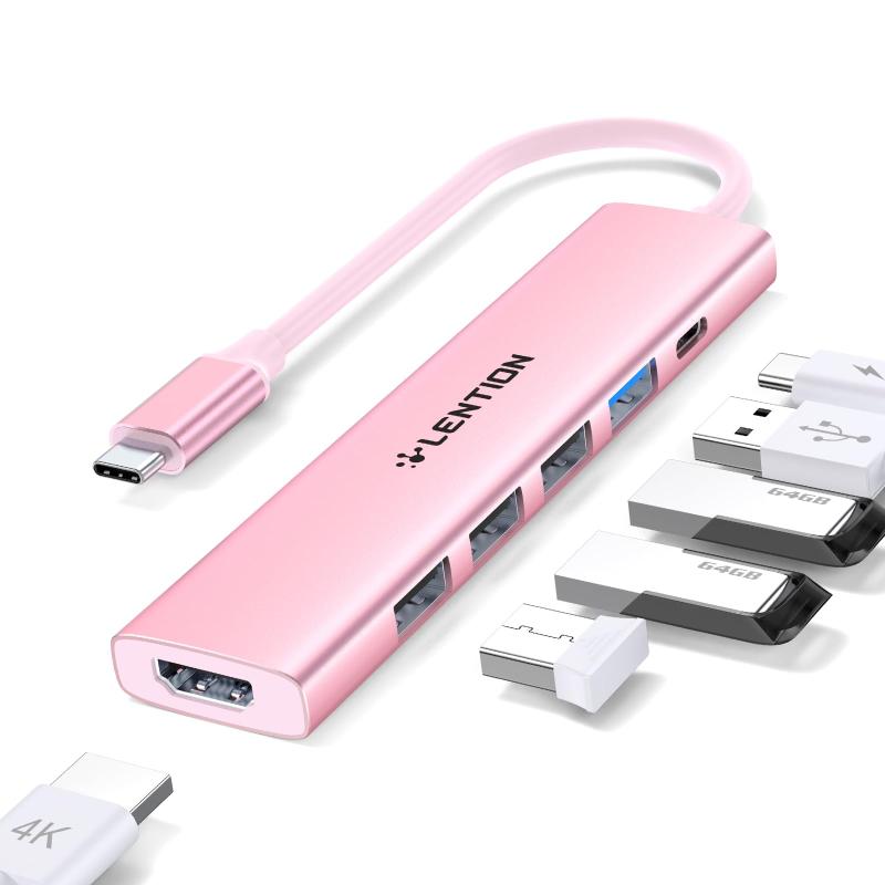 LENTION 6 in 1 USB C ハブ CB-CH17 100W PD 高速充電 USB 3.0 4K HDMI USB Type-C タイプc 変換アダプタ スリム 小型 高速データ転送 ドック MacBook Pro Air、i...