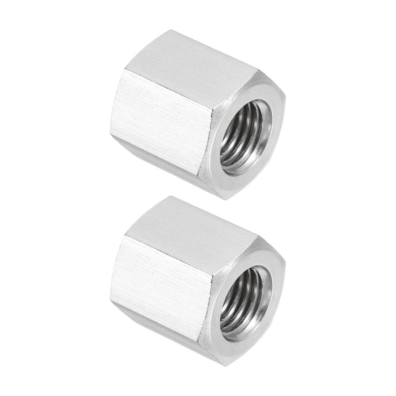 PATIKIL M10x1.25ピッチ304ステンレス鋼六角結合ナット2個16mm / 0.63"長さ全ねじロッド結合ナットスタッディングコネクタファスナーシルバートーン仕様: 素材: 304ステンレス鋼; カラー: シルバートー...