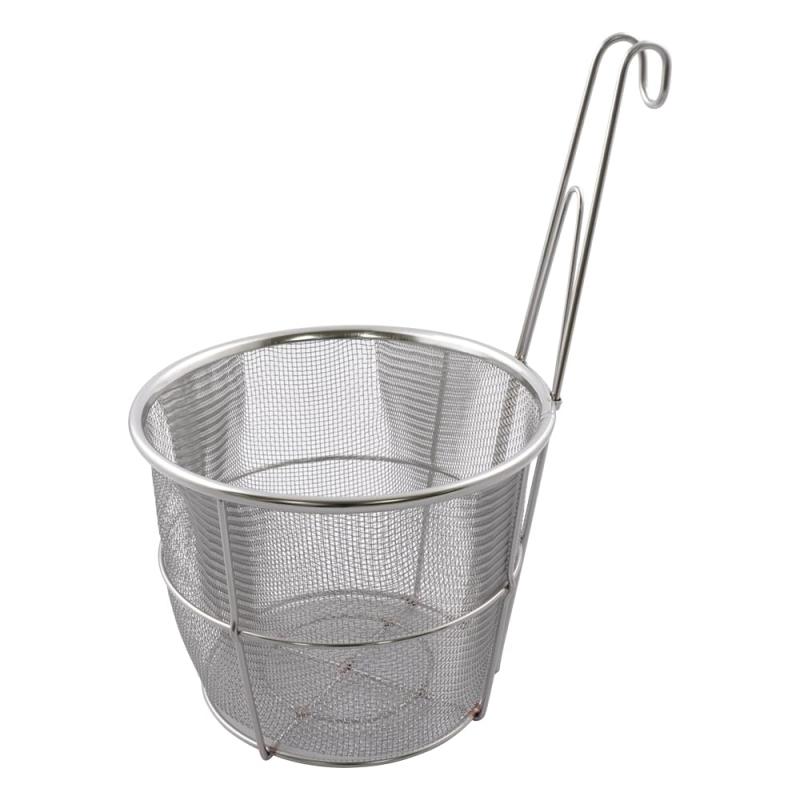 BK 18-8 共柄 平底 うどん揚 φ193(11メッシュ)特大サイズ(約):外径198×深さ154×柄長150mm生産国:日本素材・材質:18-8ステンレス