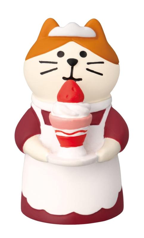 デコレコーポレーション concombre ウエイトレス猫 いちごパフェ サイズ：約W2.7 D3 H4.8 ZCB-38251約27×30×h48