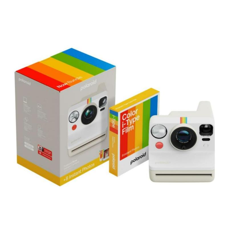 Polaroid Now 3rd Generation I-Type Instant Camera + Film Bundle - Now Pebble White Camera + 8 Color Photos (6573)アナログカメラ...