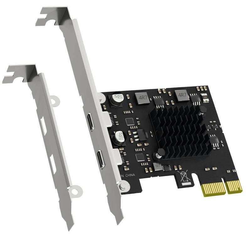 GLOTRENDS U3142X1 2ポート 10Gbps PCIe USB 拡張カード, USB-C ポート USB3.2 GEN2, ASM3142 搭載 PCIEX1 接続 (PCIe3.0X1 帯域幅)2ポートUSB-C 10Gb ...