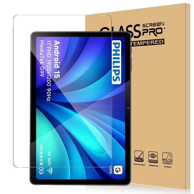 For PHILIPS T8015 フィルム 11インチ タブレット PHILIPS T8015 対応 保護フィルム 強化ガラス 高感度タッチ 高透過率 硬度9H 指紋防止 Greerass 気泡防止 撥水撥油 耐衝撃 貼り付け簡単 液晶保...