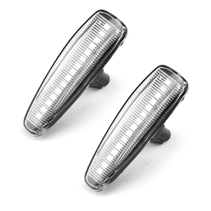 2 個の車の LED ダイナミック ターン シグナル ライト、黄色 LED ダイナミック サイド マーカー ライト適合車種：Compatible for三菱 ランサー/エボリューションX 2008-2018(エボX); Compatible...