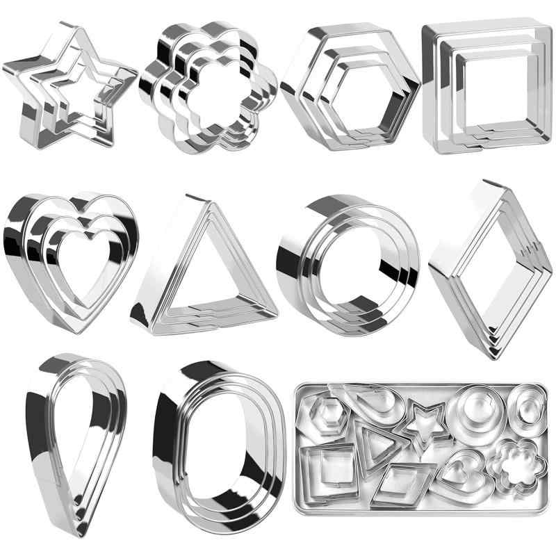 DONGFANGB クッキー抜き型セット 30個 ステンレス製 ハート 星 花 水滴型 大中小サイズ 収納ケース付き ビスケットDIY お菓子作り 製菓道具 陶泥 製菓道具