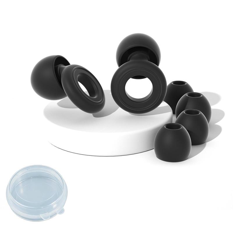 QENLKIX 耳栓 シリコン製 睡眠用 28dB 遮音 S/M/L サイズ 収納ケース付き ブラック【遮音 28dB + いびき遮断】本製品は 28dB のノイズ低減仕様となり、話し声や道路騒音、いびき音を緩和して安眠をサポート。完全な無...