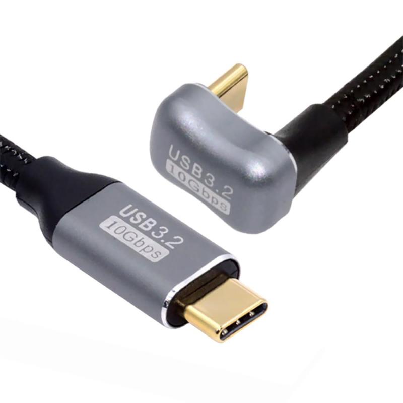 NFHK 反対 U シェイプ バック アングル USB-C USB 3.1 Type C オス - オス 延長データケーブル 10Gbps 100W スリーブ付き 200cm, NF-UC-064-OS-2.0MこのUSB-Cケーブルは、最...