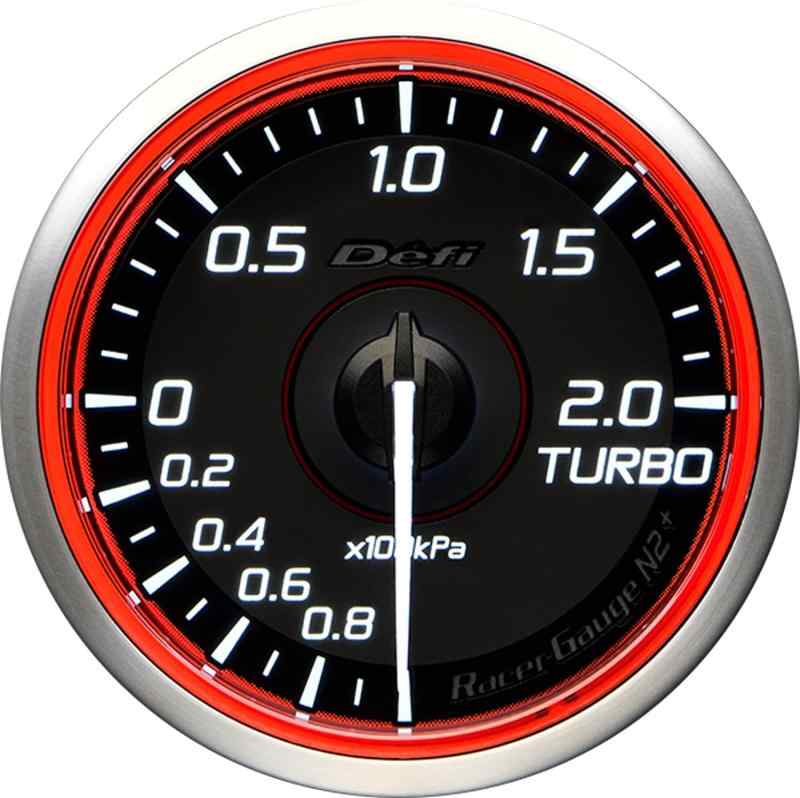 デフィ(Defi) 日本精機 Racer GaugeN2+ 60TURBO200K RE DF19502照明色：レッド60φターボ計スケール：-100～+200kPa