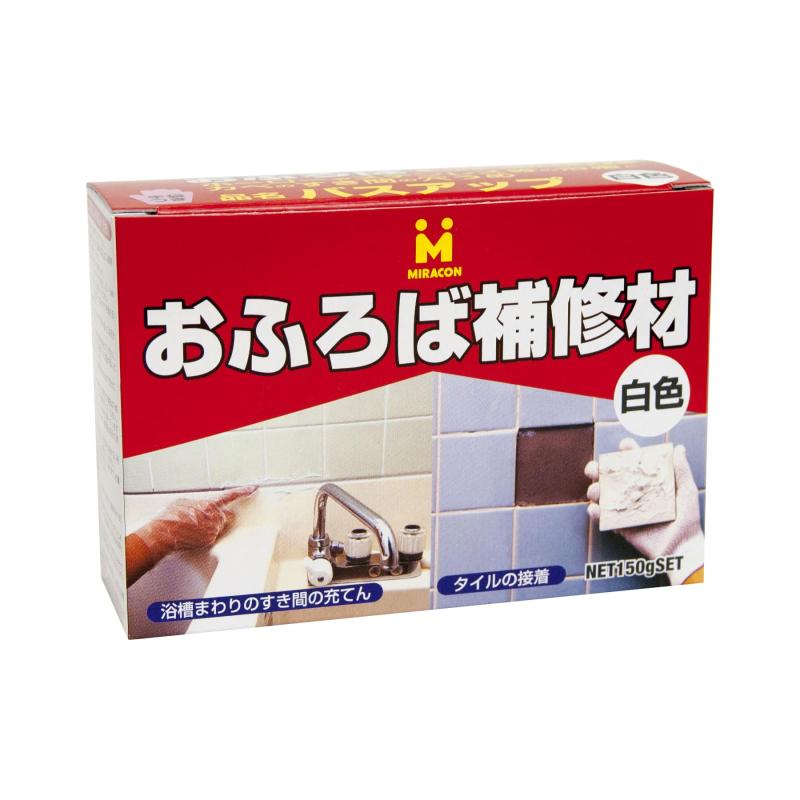 日本ミラコン産業 タイル目地補修材 バスアップ 白 150g BSU-2用途:ホーロー、ステンレス、ポリ、タイル浴槽とタイルのすき間の充填使用量の目安:巾5mm×深さ5mmで約2m乾燥時間:20℃で約24時間成分:【主溶液A剤】水溶性接着液...