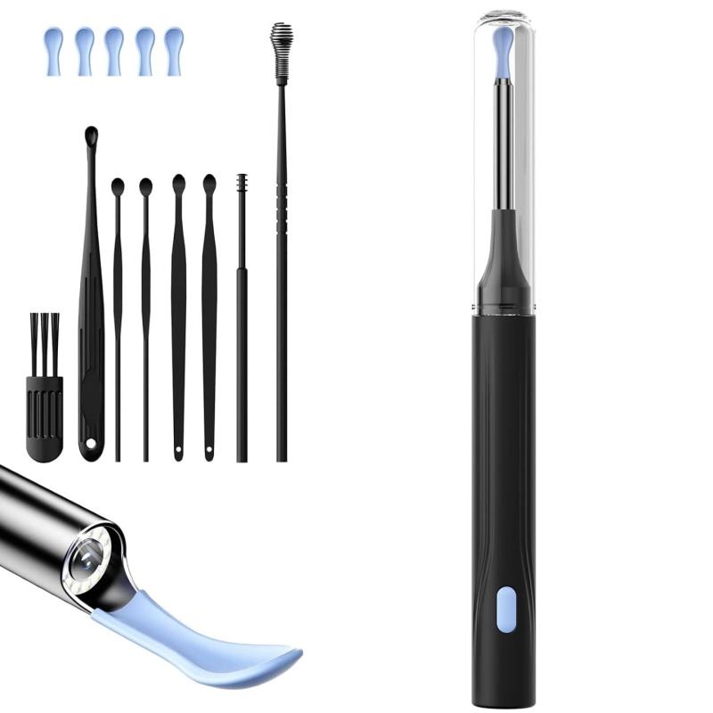 耳かき カメラ付き 9 点セット IP67防水 WIFI接続 2000W画素 6LEDライト Type-C充電 左右反転 録画/写真 極細レンズ 2025 新モデル iOS/Android対応 日本語説明書付き【2025 新モデル 2000...