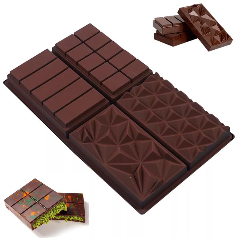 DEVENTORZ チョコレート型 シリコンモールド 深いチョコレート型 ノンスティックチョコレート型 4穴 長方形 チョコ型 シリコーンキャンディーバー金型ベーキング用 柔軟なシリコーンキャン