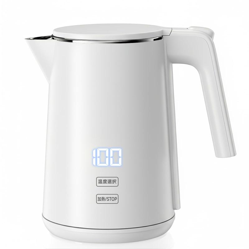 SSYFEI 電気ケトル 1.0L【1000W急速沸騰・デジタル表示】7段階温度調節 4時間保温 二重構造で熱くない メモリー機能付 空焚き防止 小型 お手入れカンタン コーヒー/紅茶/お茶/赤ちゃんミルクに 【赤ちゃんのミルクにも、こだわ...