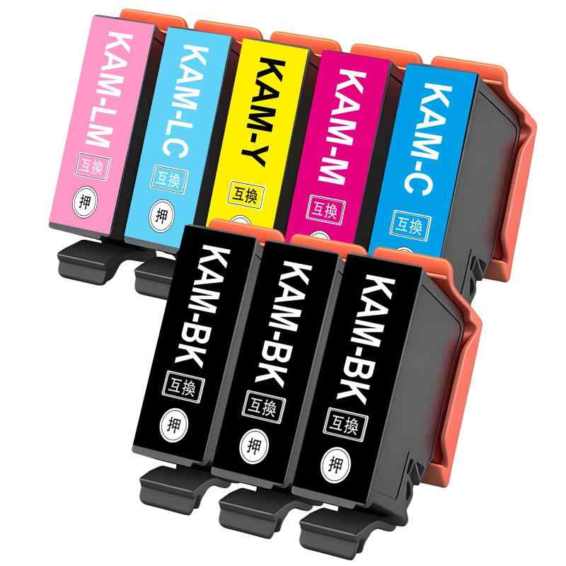 KAM-6CL-L 6色パック+ KAM-2BK-L (計8本) 増量タ 残量検知対応ICチップ搭載 Epson 用 KAM-6CL KAM-BK 互換インク 対応機種:EP-881A EP-882A EP-883A EP-884A EP-...