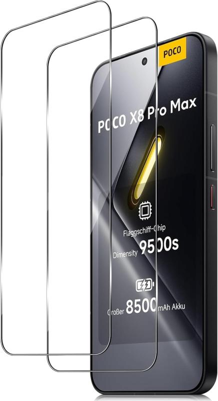 Gosento For POCO X8 Pro Max フィルム【2枚セット】2.5Dラウンドエッジ加工 日本旭硝子素材AGC 高透過率 強化ガラスフィルム 硬度9H【対応機種】POCO X8 Pro Max の曲面エッジによるフィルムの剥...