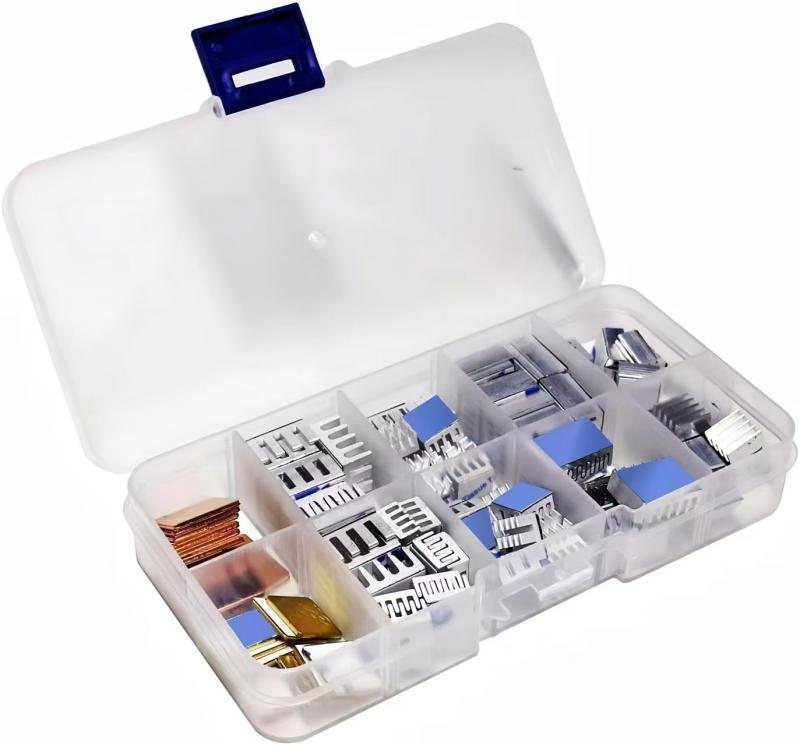 Pastall ヒートシンクキット 100個 (8種類のサイズ) 導電性粘着テープ付き アルミニウムヒートシンク クーラー 銅ヒートシンク Raspberry Pi A B B+ 2/3/4/5用❤ 導電性粘着テープ付きヒートシンクキット1...