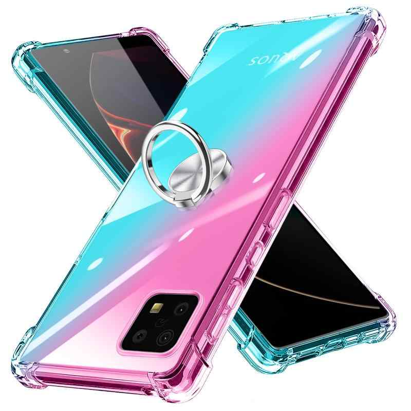 TLOMPLO 対応 AQUOS Sense6 用の ケース リング SH-54B/SHG05 カバー TPU 薄型 リング付き 回転リング 車載ホルダー対応 ケース 黄変防止 耐衝撃 滑り止め 指紋防止 カメラ保護 TPU カバー N40...